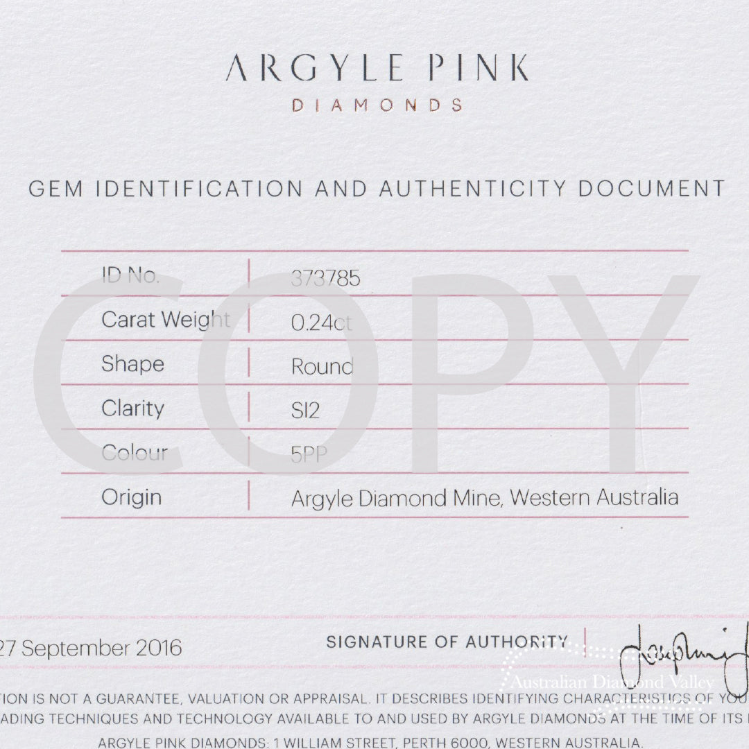 .24ct Authentic Australian Pink Diamond of Argyle Origin - 5PP ...